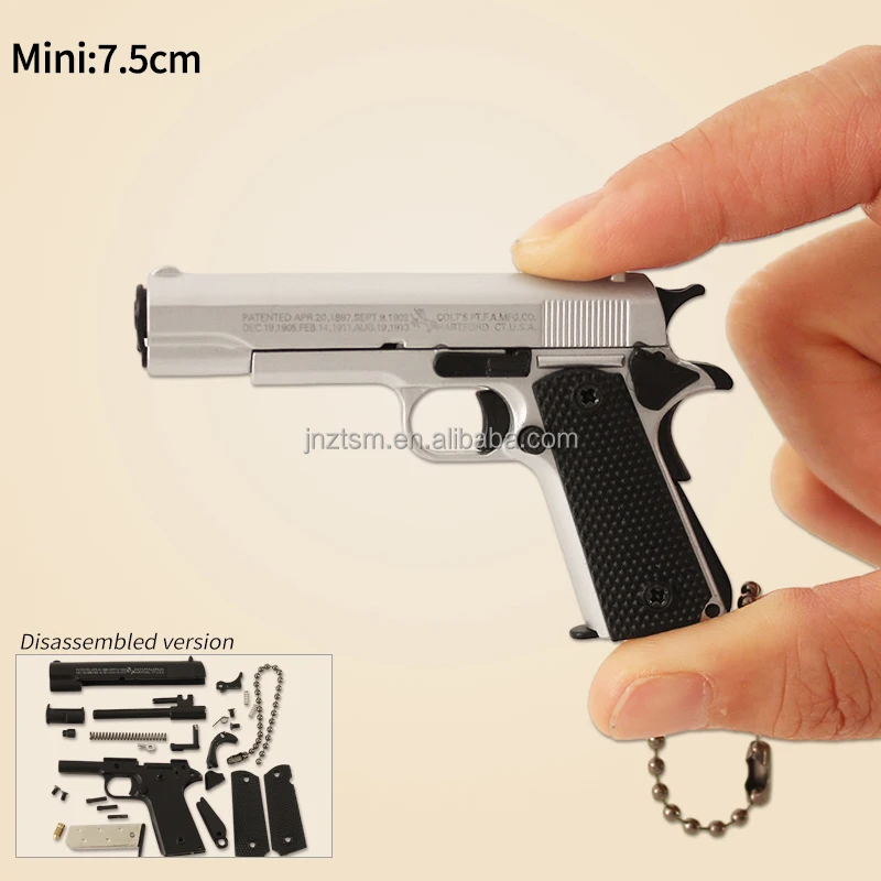 Wholesale 1:3 Mini Metal 7cm Toy Gun Keychain with Bullets