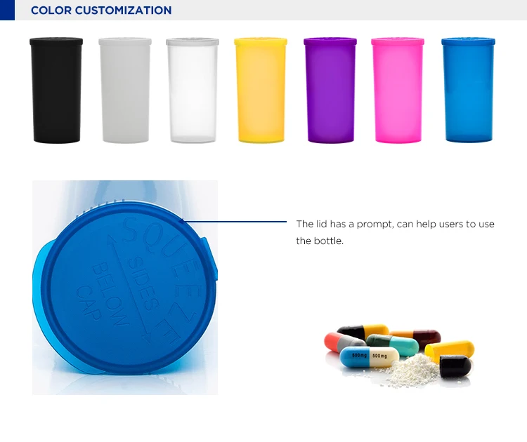 19 Dram Pop Top Vials Squeeze Below Cap Plastic Medicine Pill Bottle Pp ...