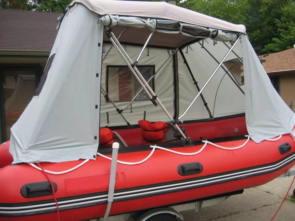 Inflatable Grey Bimini Boat Tent - 2-Bow Design in Multi Sizes, Perfect ...