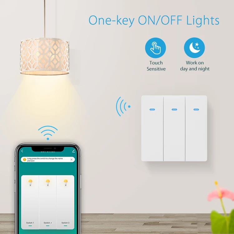 Tuya Smart 3 Gang Push-Button Switch - Wi-Fi Home Control