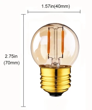 Amber Glass G40 Led Filament Bulb Living Room Bedroom Retro Edison Bulb ...