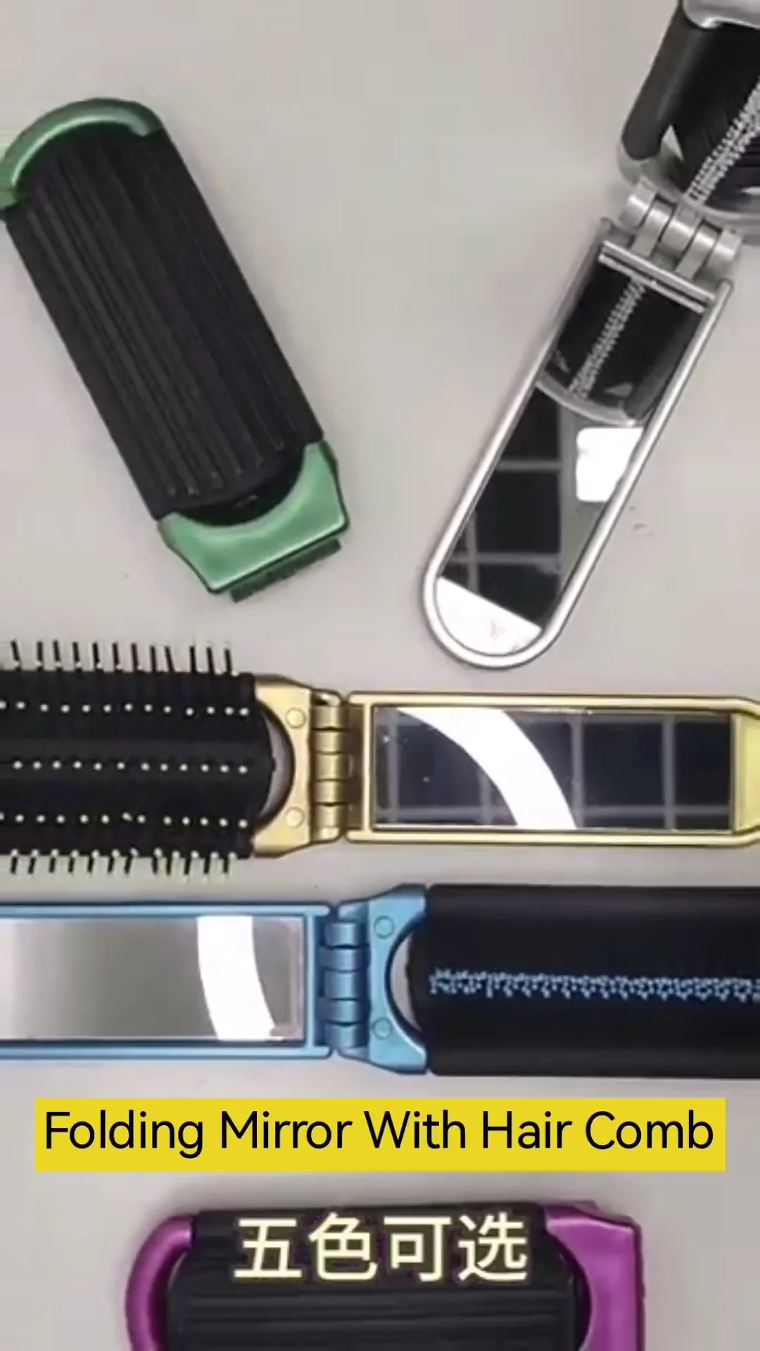 Bowknot 2 In 1 Comb Mirror Set Gift Mini Square Foldable Hair Comb ...