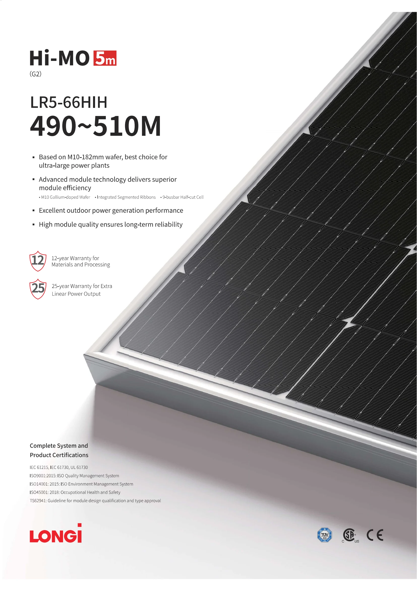 Longi Solar Hi-Mo 5m Half-Cut Cells - 490w to 510w Panels