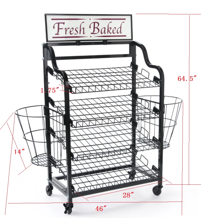 Customized Floor Metal Bakery Display Stand Rack - Landscape