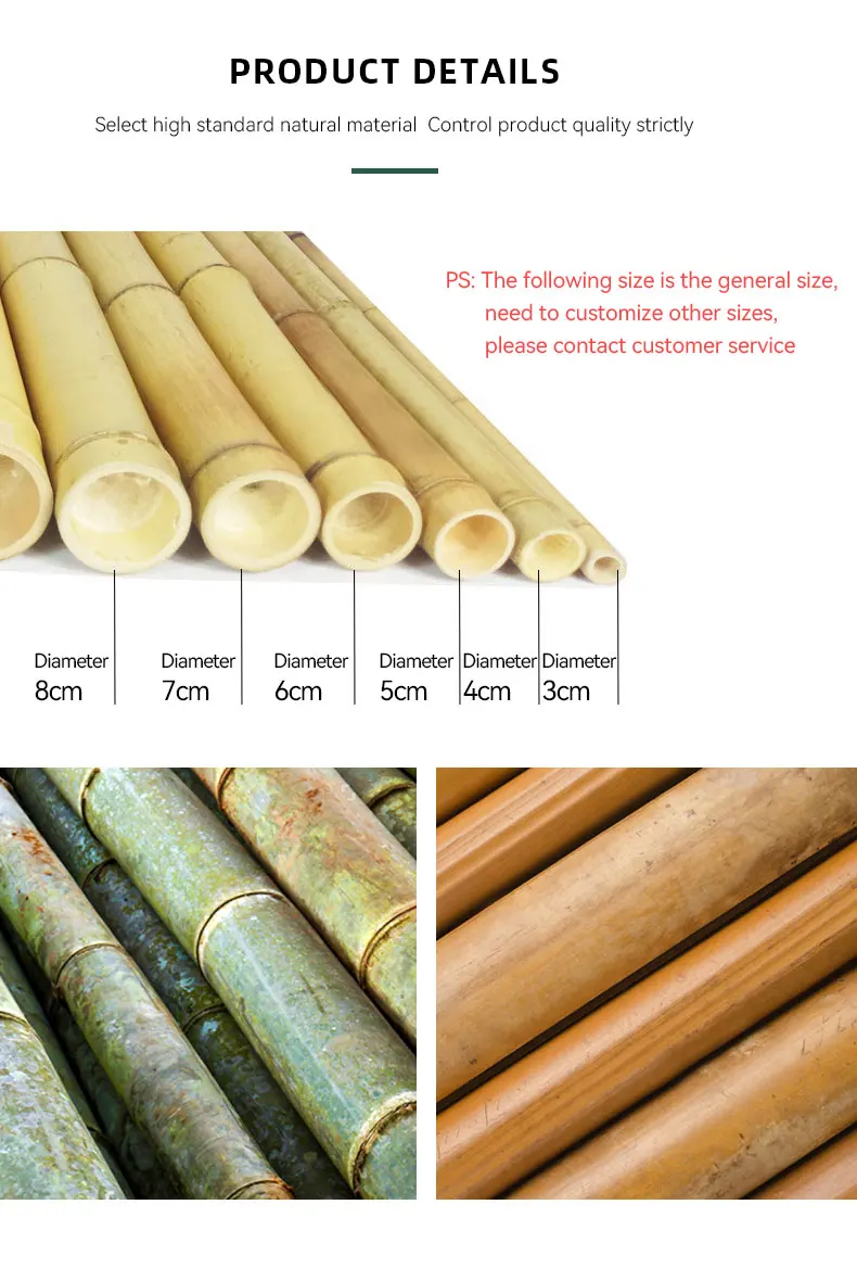 100% Natural Raw Bamboo Poles - Customized Sizes for Agriculture