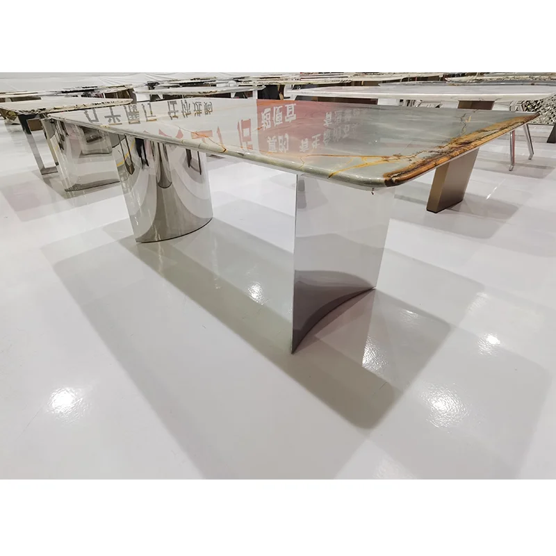 Blue Modern Luxury Marble Dining Table Luxury Stone Design Dining Room ...
