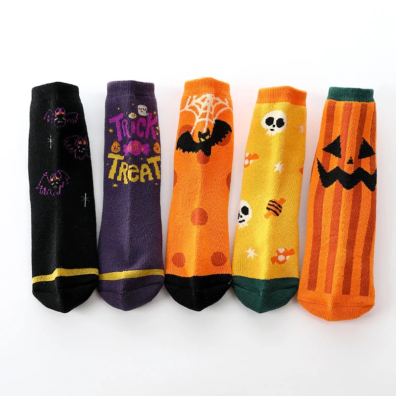 Children's Halloween Terry Socks Funny Cartoon Crew Socks Halloween ...