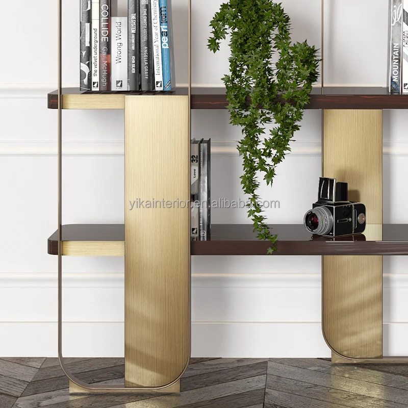 Modern Design Gold Metal Bookcase - Stylish Storage