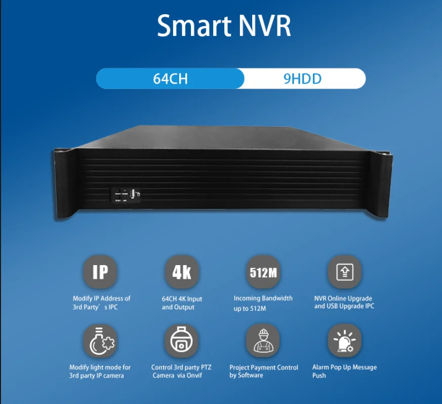 XONZ 4K System 9HDD 64CH NVRs, Powerful Storage System H265 Compatible ...