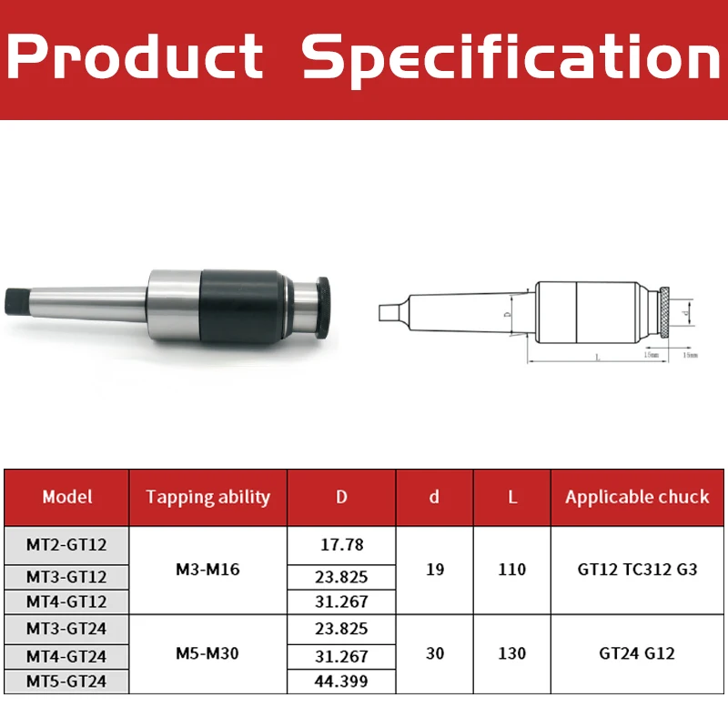 Source CNC Tool MT2-GT12 20crmnti Quick Change Tap Holder