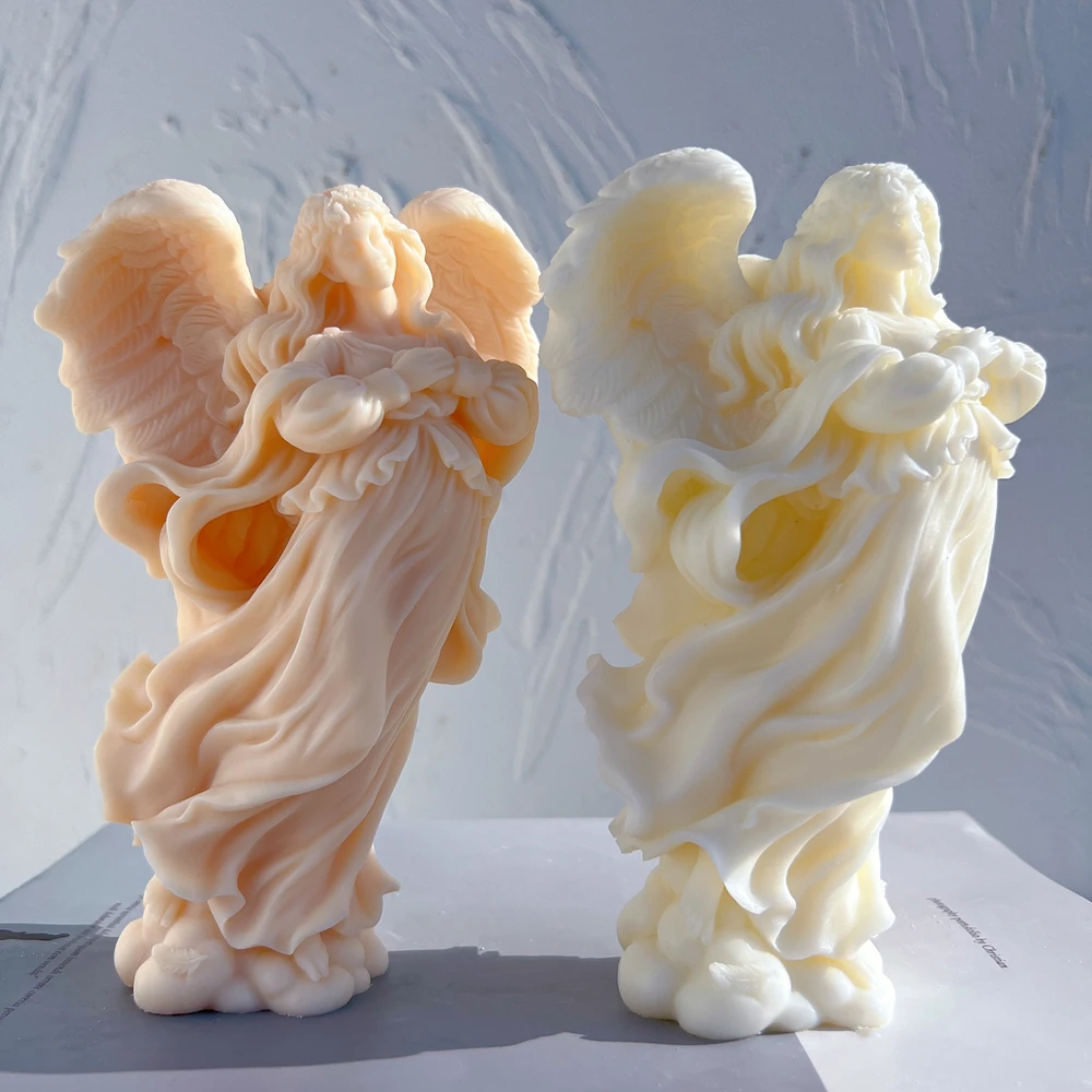 Angel Figurine Silicone Mold Art Sculpture Soy Wax Candle Mould Praying ...