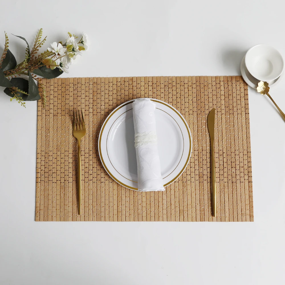 Eco Friendly Bamboo Foldable Wshable Dinner Table Mats Party Placemats ...