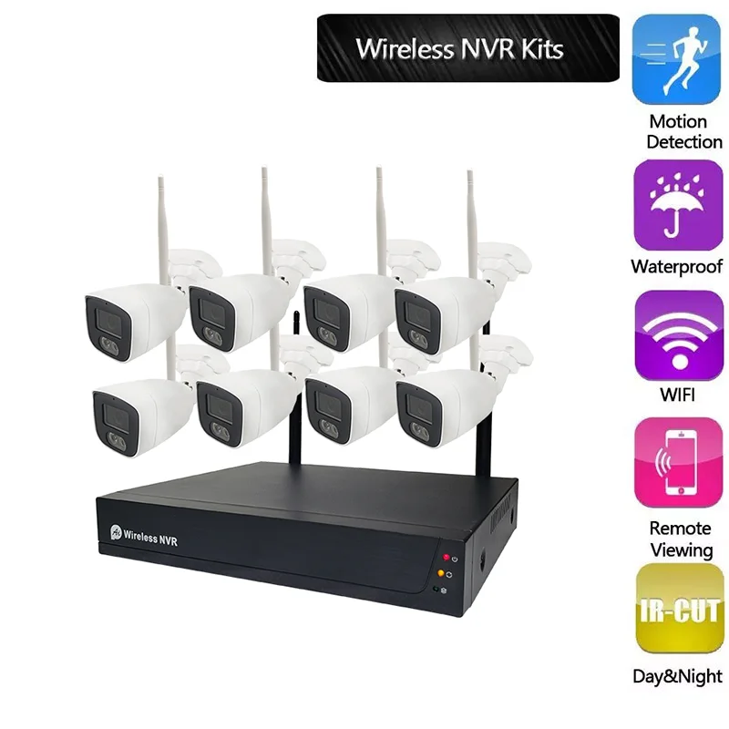 Outdoor 3MP XMEYE 8CH Wireless CCTV Camera System NVR Kit CCTV WiFi ...