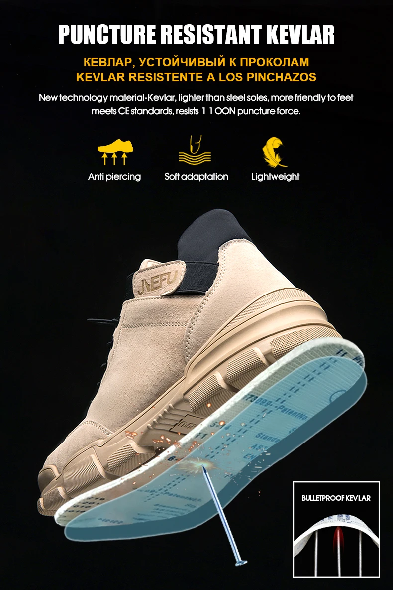 Jiefu Suede Leather Safety Shoes Feet Protective Woven Steel Toe Safety ...