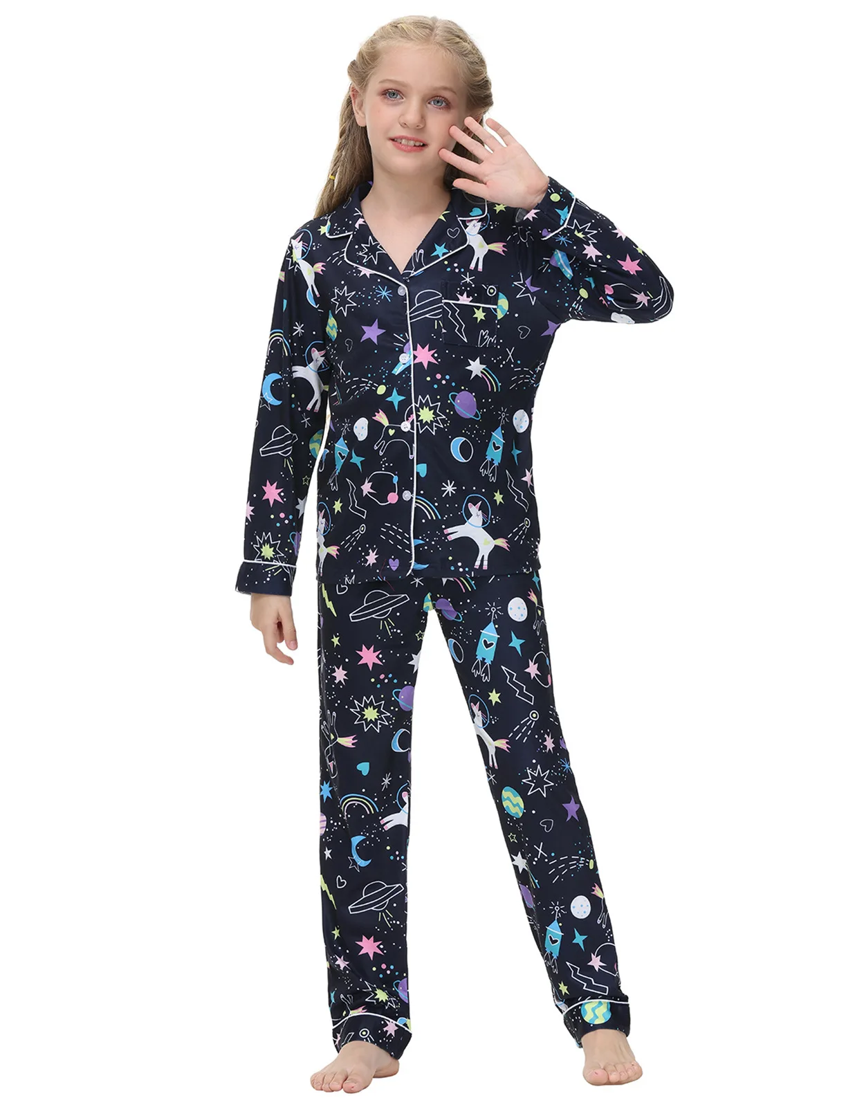 Autumn Spring Long Sleeve Soft Pijama Prints Knitting Modal Pajama Kids ...