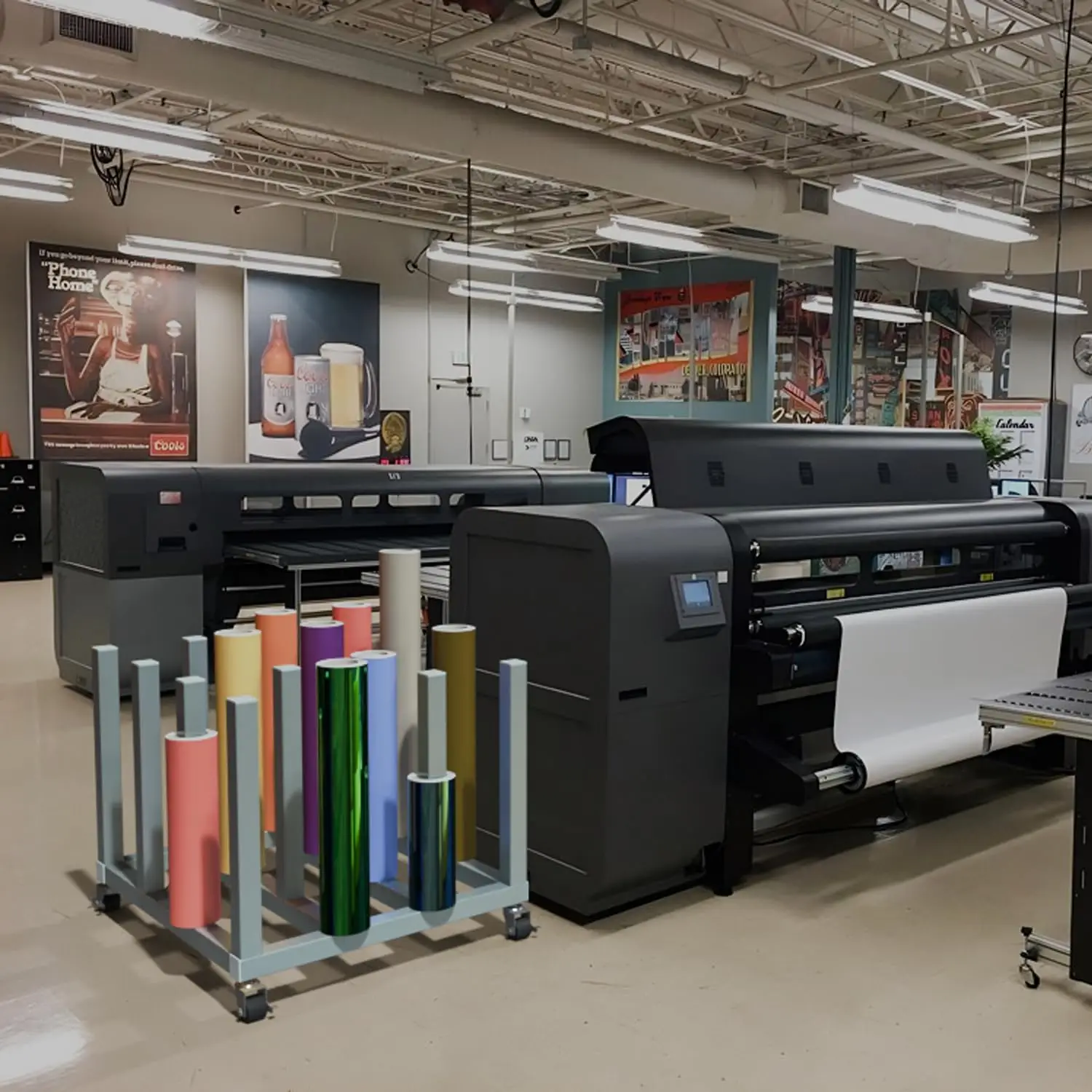 16-Roll Large Vinyl Roll Storage Rack Heavy-Duty Paper Roll Holder for ...