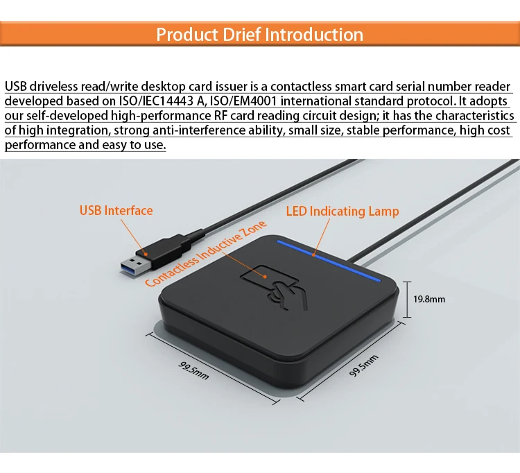 Long Range Dual Frequency desktop RFID Card Reader
