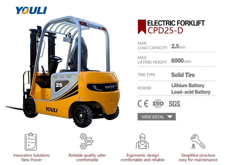 Factory Price Mini Lead Acid Battery Powered Forklift Truck Ac Motor 2. ...