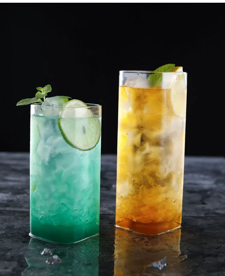 Square Glass Cups Highball Drinking Glasses For Water Wine Beer ...