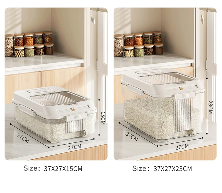 Kitchen 15kg Food Grade Containers Air-tight Thick Rice Bucket With ...
