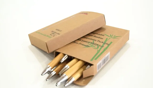 12 Pack Bamboo Retractable Ballpoint Pen,Black Ink 1mm Sustainable Pens ...