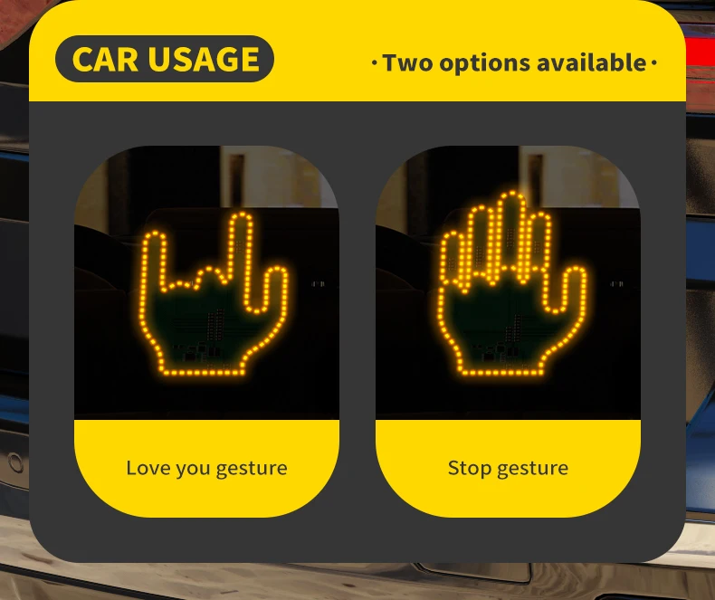 Funny Car Finger Light With Remote Gesture Led Middle Finger Light ...