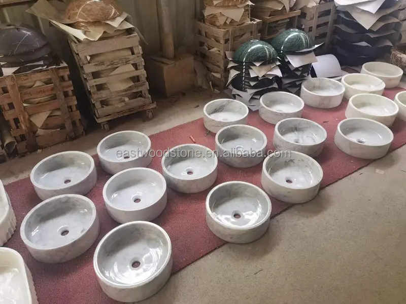 Round Natural Stone Wash Basin Rojo Alicante Marble Vessel Sink For ...