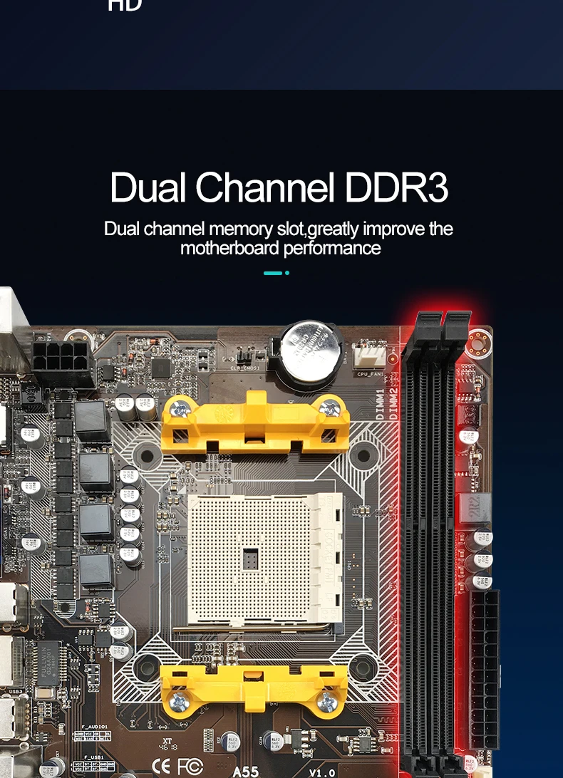 AMD A55 chipset FM1 socket motherboard dual channel max8GB DDR3 graphic ...