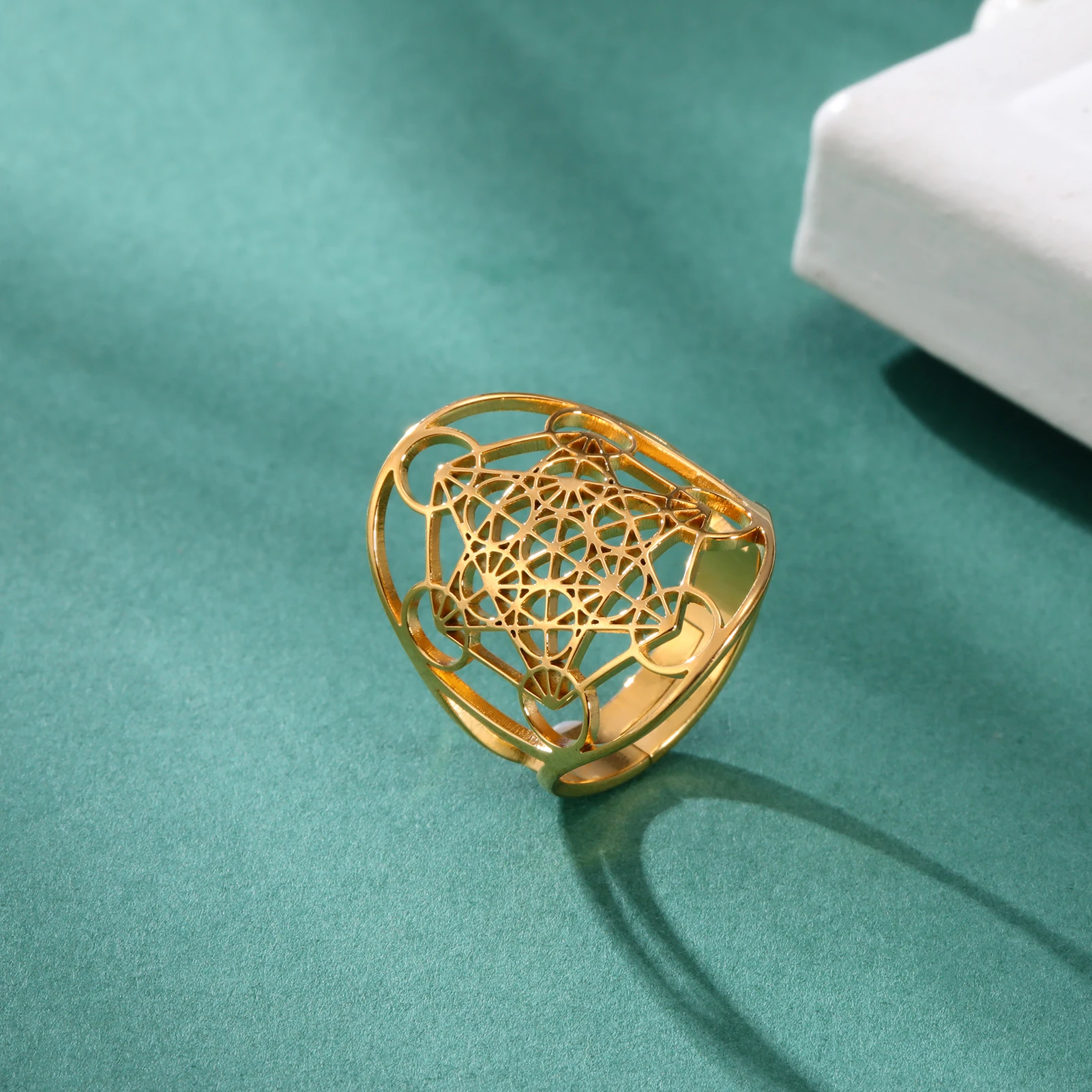 Geometric 18K Gold Plated Archangel Ring for Women | OEM