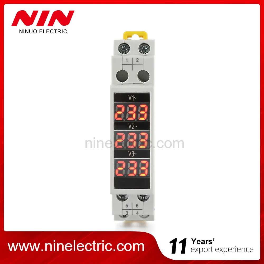 Din Rail Mount Three Phase Voltage Meter Ac 80-500v Mini Modular ... Din Rail Mount Three Phase Voltage Meter Ac 80-500v Mini Modular ...
