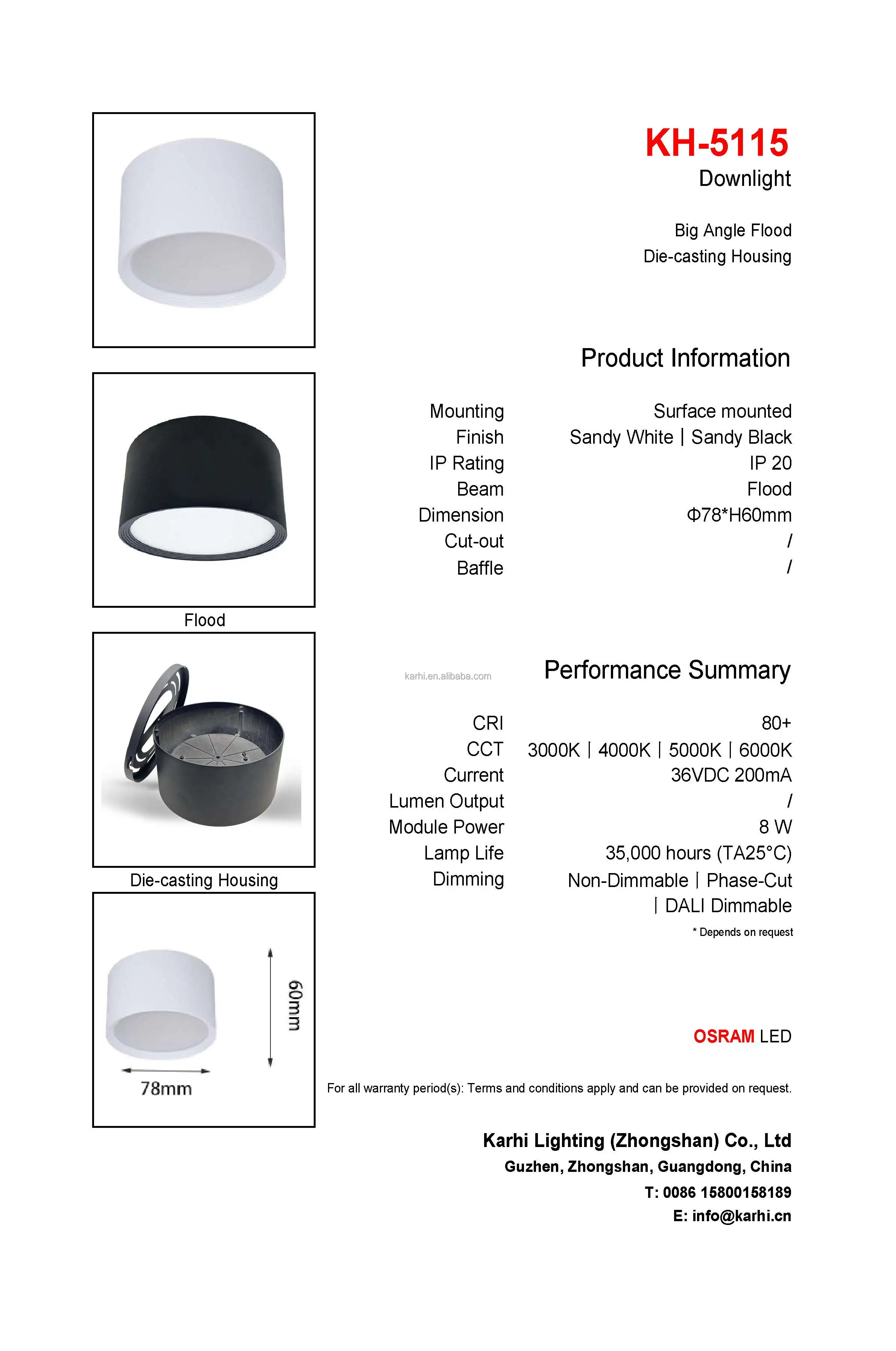 Opal Diffuser Die-Casting Aluminium Flood Flicker-Free 8W LED Spotlights