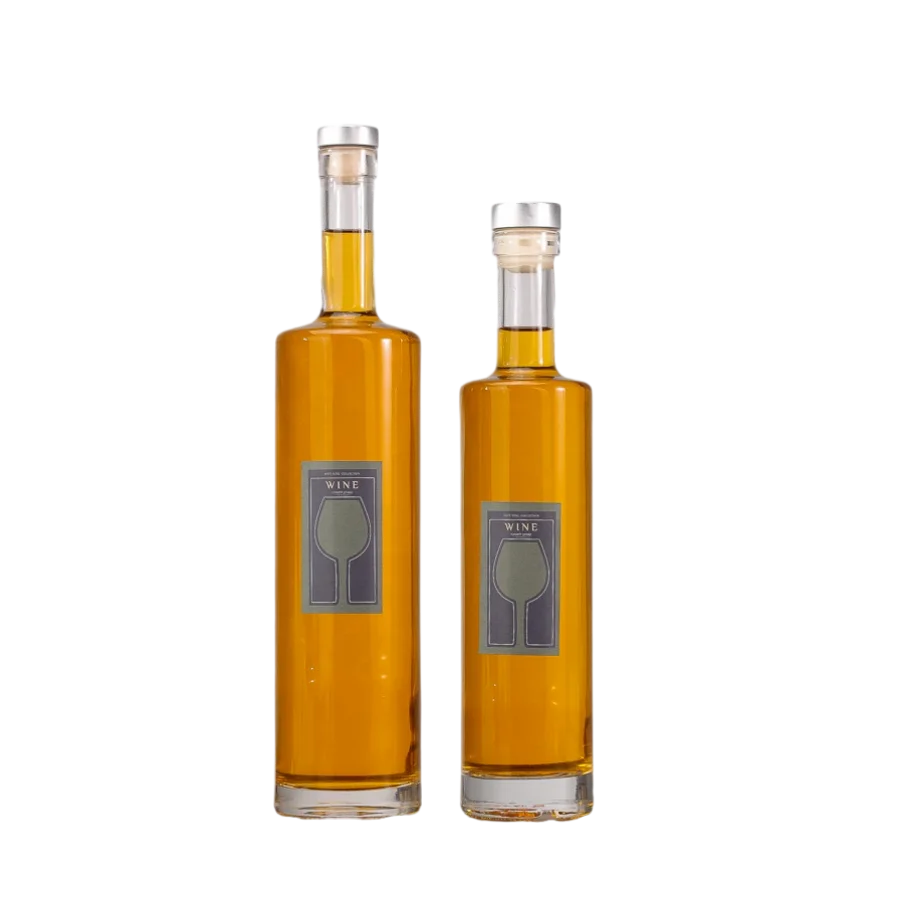 Clear 500ml 750ml Luxury Long Neck Flat Shoulder Glass Wine Liquor ...