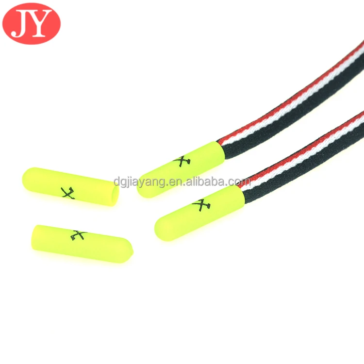 Custom Rubber Coating Screen Print Logo Shoelace Aglet Tips Polyester ...