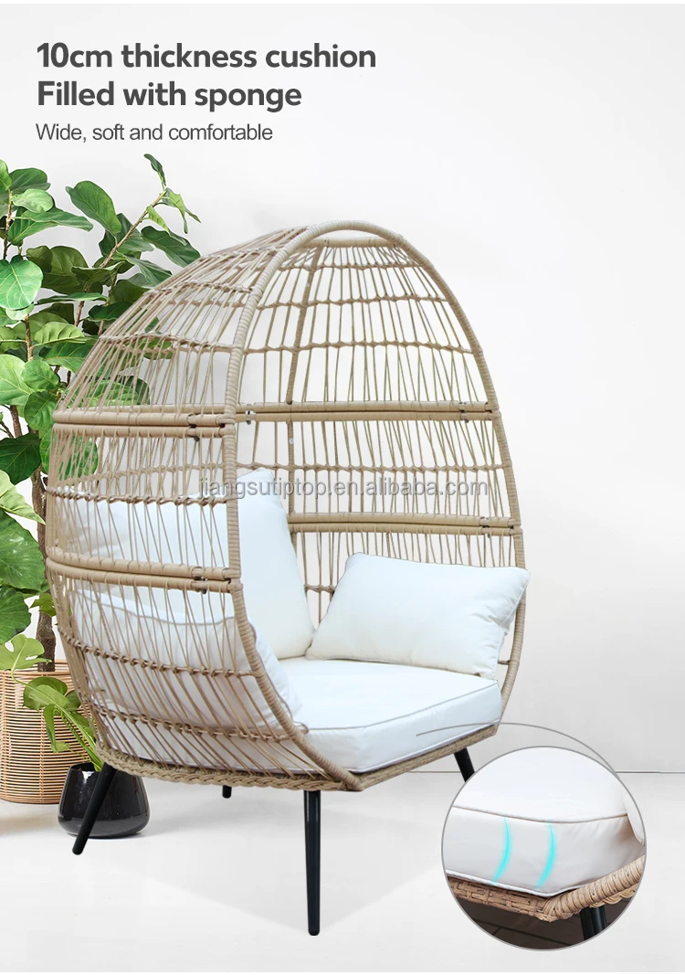 Premium Garden Patio Rattan Wicker Hanging Egg Swing Chair With Metal ...