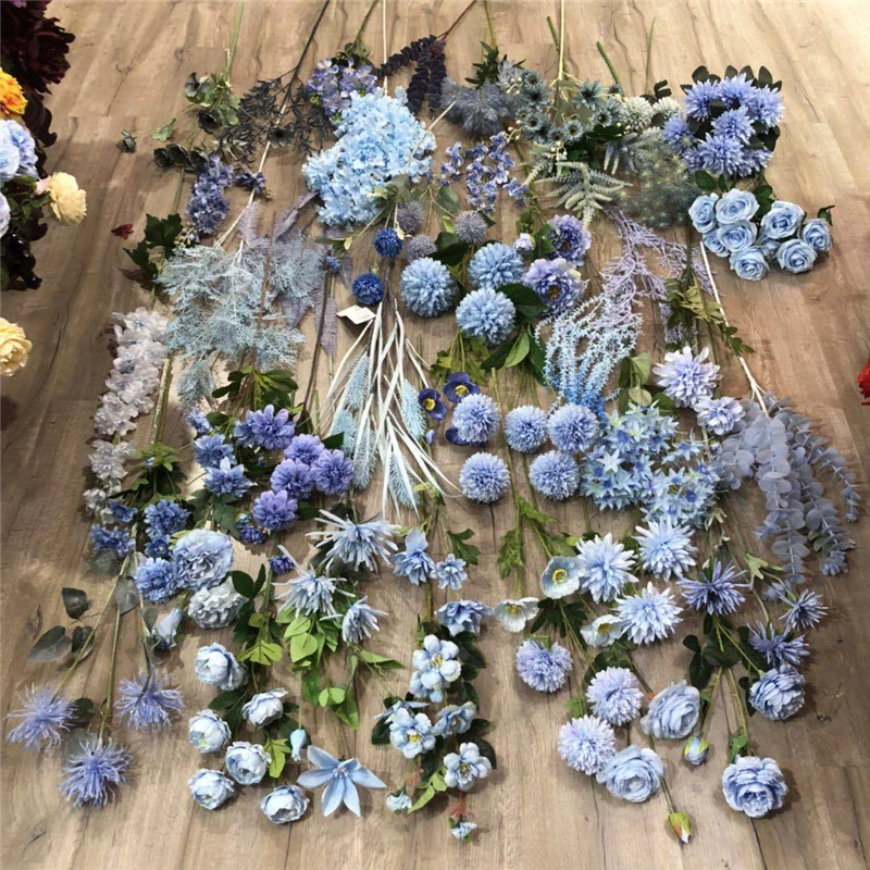 Hydrangea Factory Blue Wedding Flowers Baby Blue Rose Artificial Sky ...
