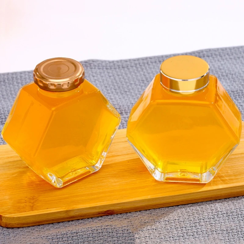 Empty Hexagon Glass Bottle Honey Jar 100ml 180ml 280ml 380ml Glass Jar For Honey Glass Jar - Buy ...