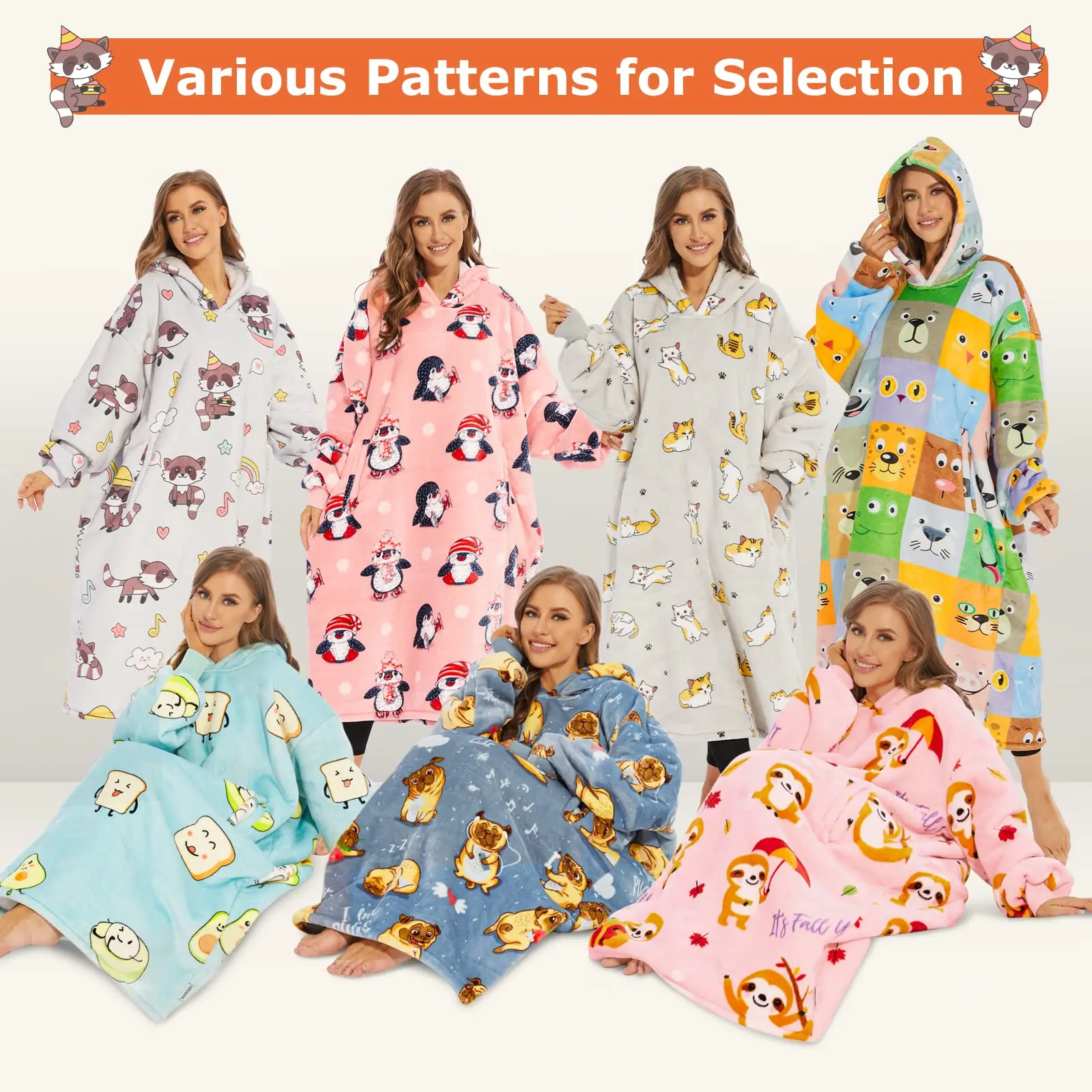 Custom Glow In The Dark Wearable Wool Hood Blanket Sherpa Fleece Kids ...