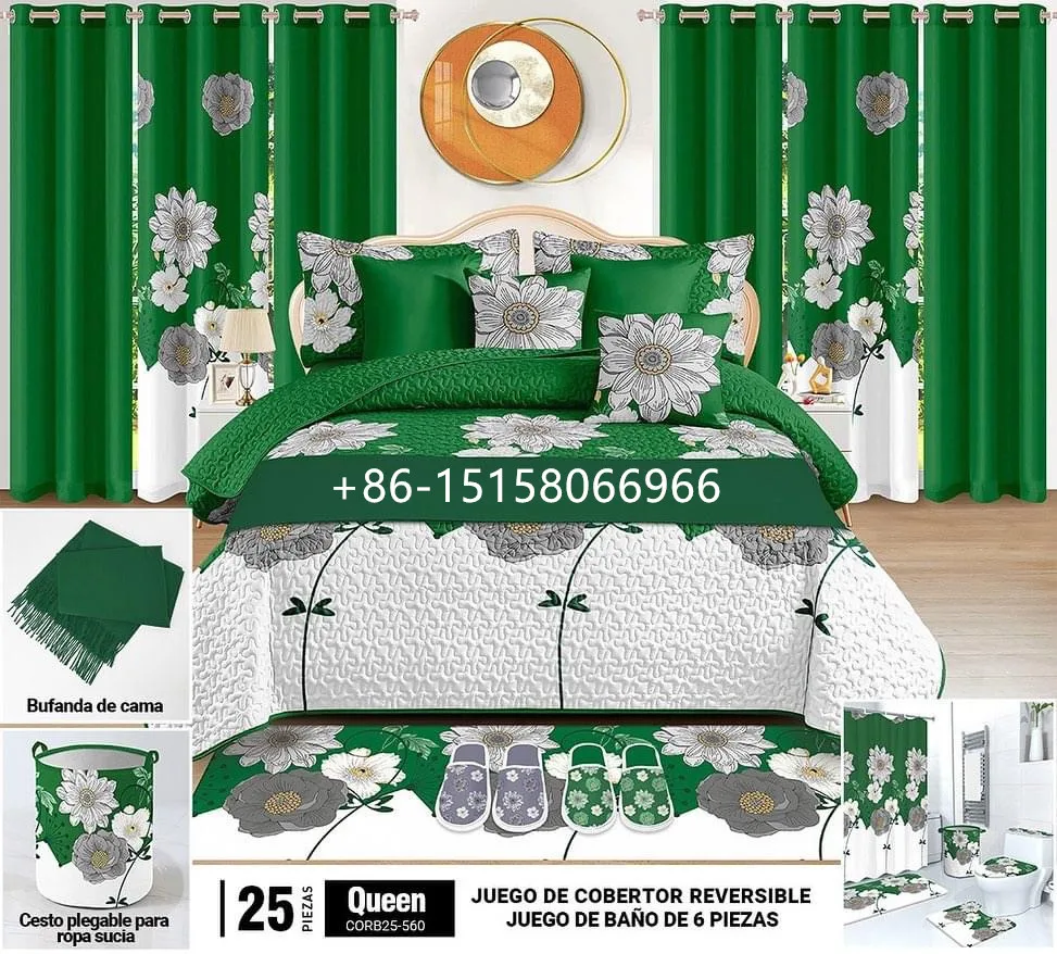 Shop Our Drop De Lit En Coton Quilt Bedding Set with Curtains 25 Pieces ...