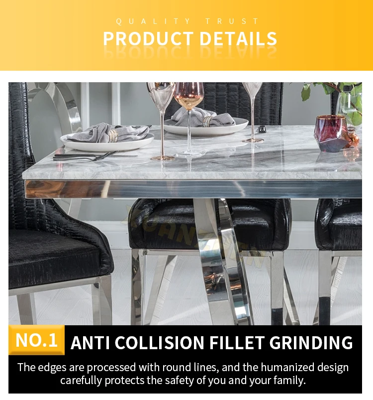 Luxury Hotel Furniture Stainless Steel Nordic Dining Table and Chairs ...