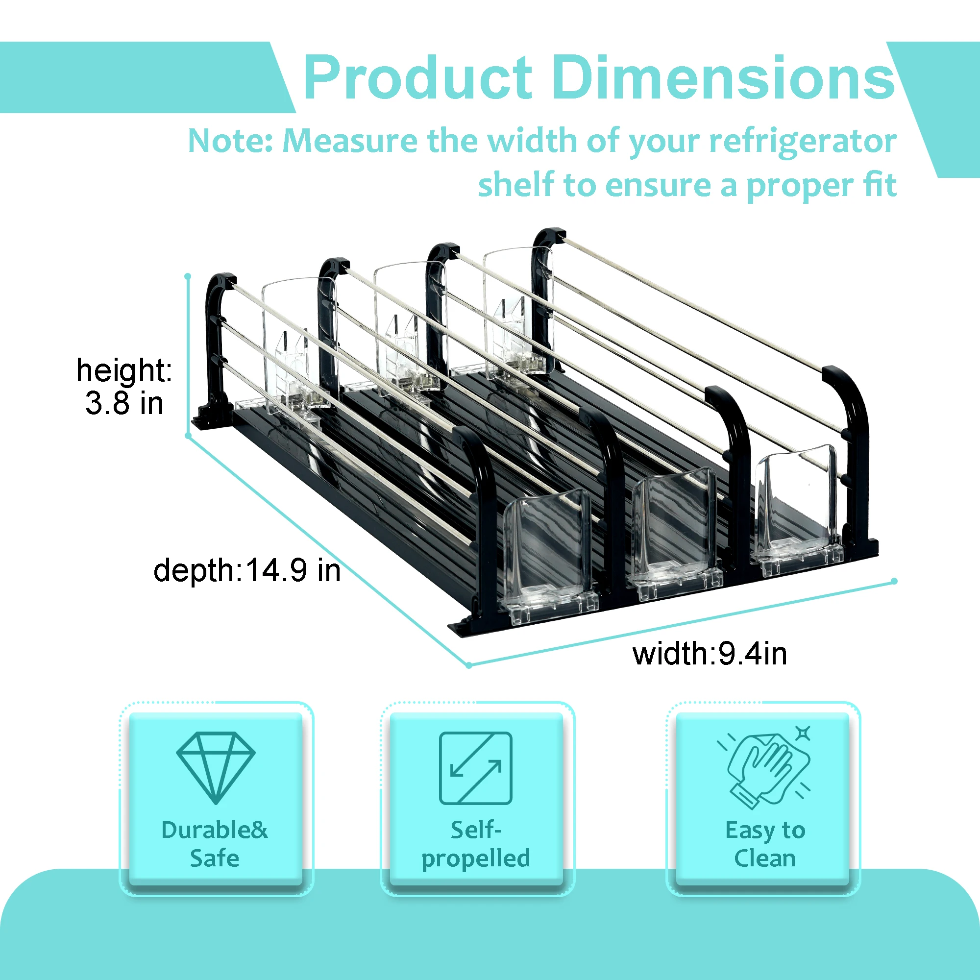 Hot Sale Spring Loaded Fridge Beverage Shelf Pusher Glide Width ...