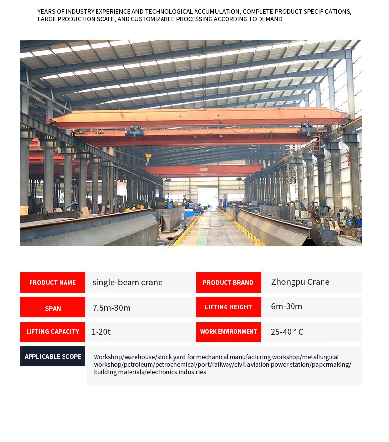 Monorail Single Double Girder Overhead Crane New Product Provided ...