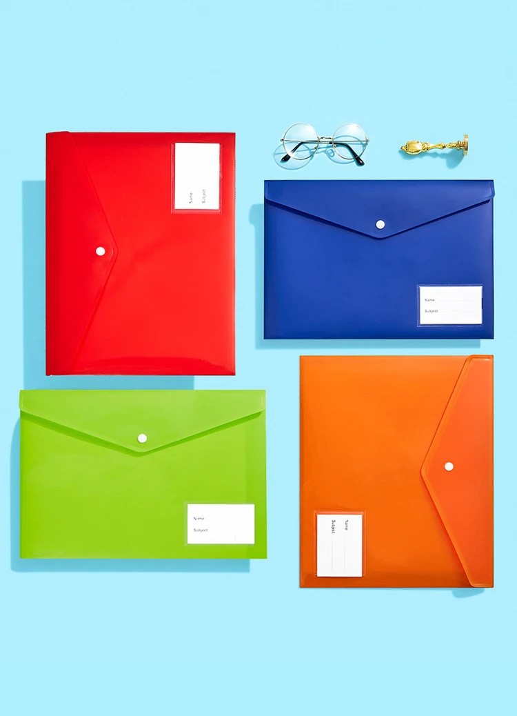 A4 Size Envelope Snap File Bag for School Waterproof Plastic Snap ...
