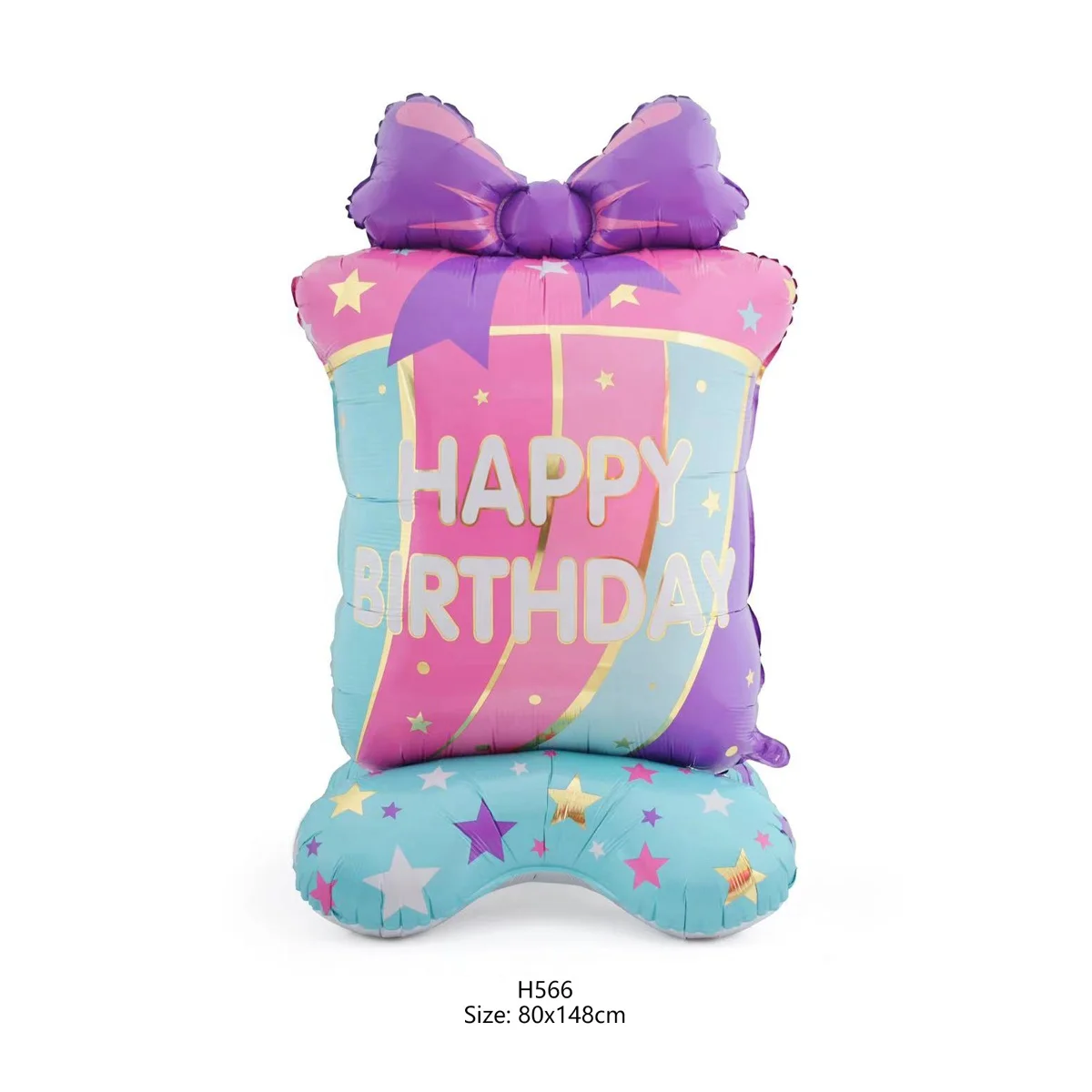 Hbd Decoration Birthday Party Balloon Gift Box Shape Colorful Birthday ...
