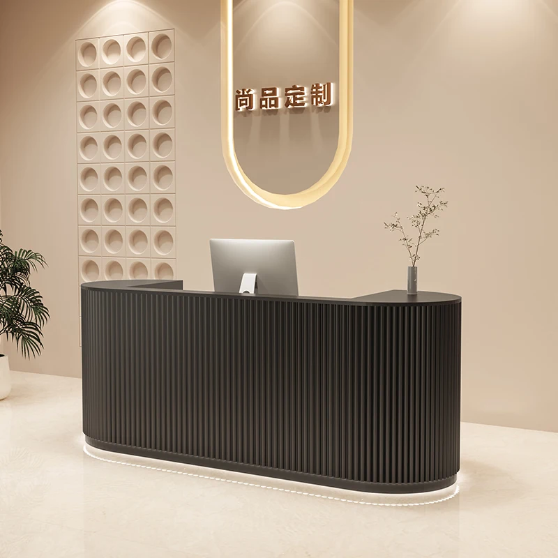 Modern LED l shaped reception desk beauty salon front desk reception ...