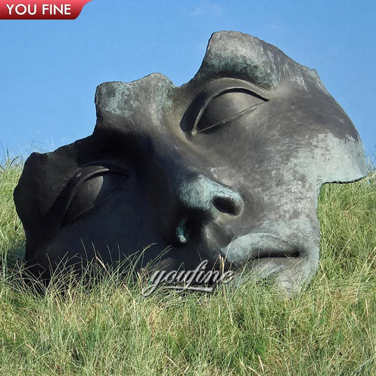 Famous Large Bronze Igor Mitoraj Sculpture - Crippled Metal Face Statue