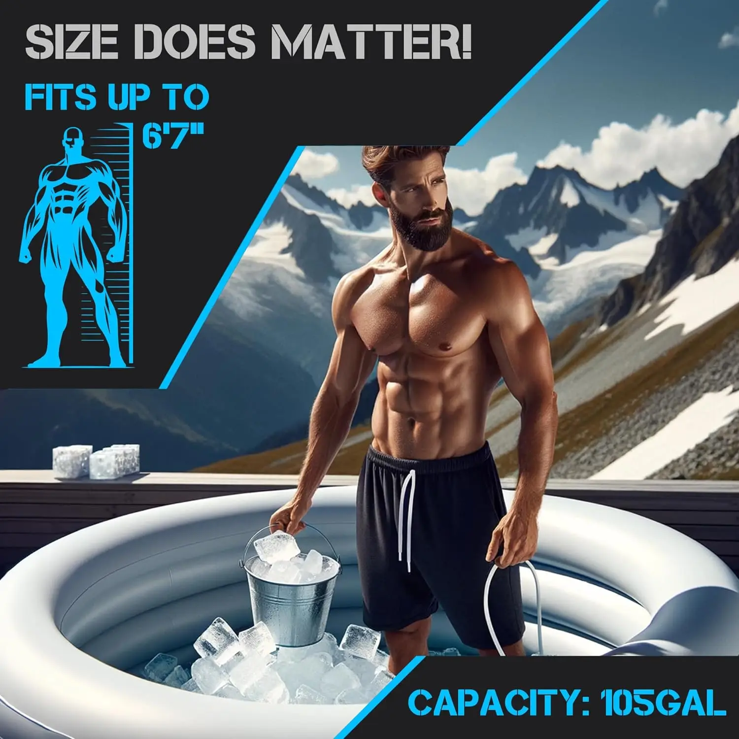 Portable Ice Bath Tub For Athletes With Cover Inflatable Cold Plunge ...