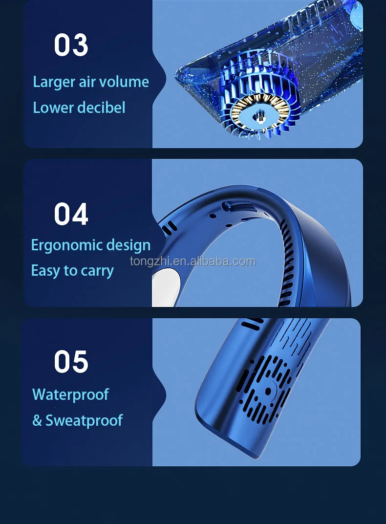 Wearable Neck Fan Usb Portable Cooling Fan Outdoor Rechargeable Sports ...