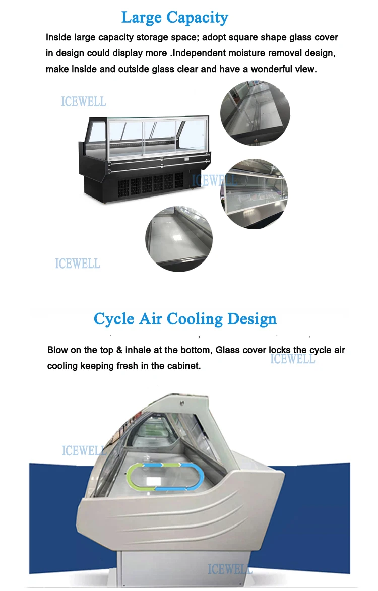 Customized Commercial L Shape Fridge Cabinet Showcase Meat Deli Display ...