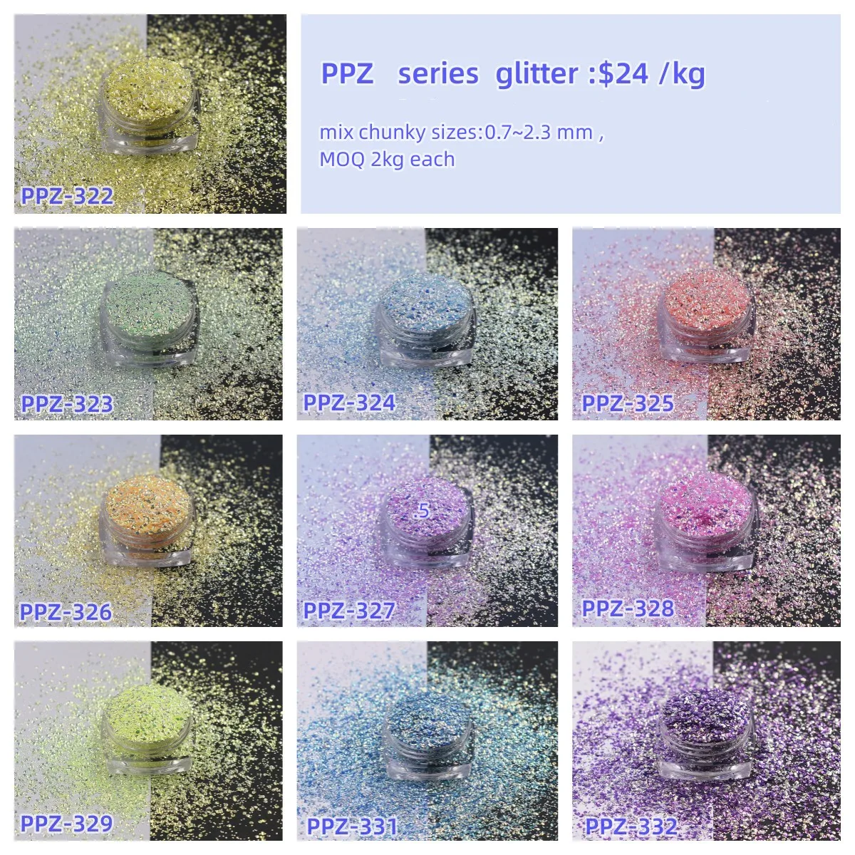 PPZ-328 Bubble Glitter Sparkle Iridescent Magic Bump Shape Effect Multi ...