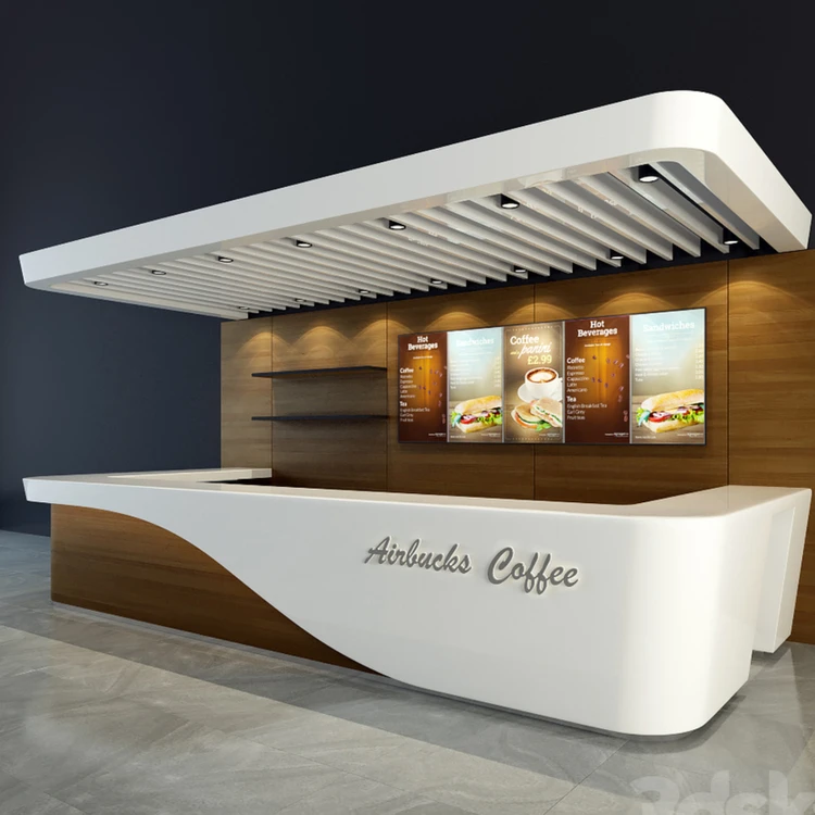 Modern LED Quartz Stone Outdoor U-Shape Coffee Bar Counter ...
